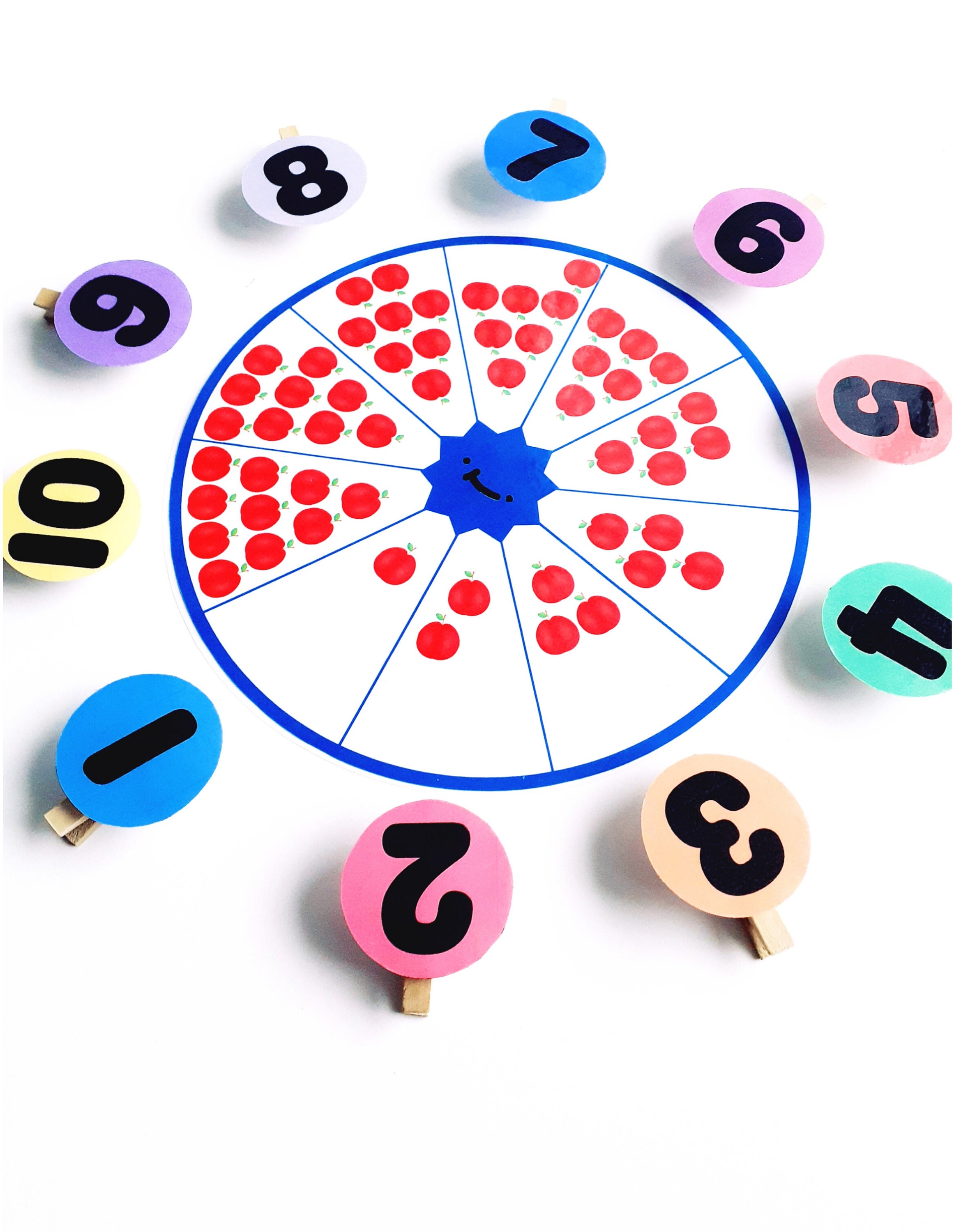 Wheel Counting Activity, Learn Numbers 1 to 10, Apple Counting Activity ...