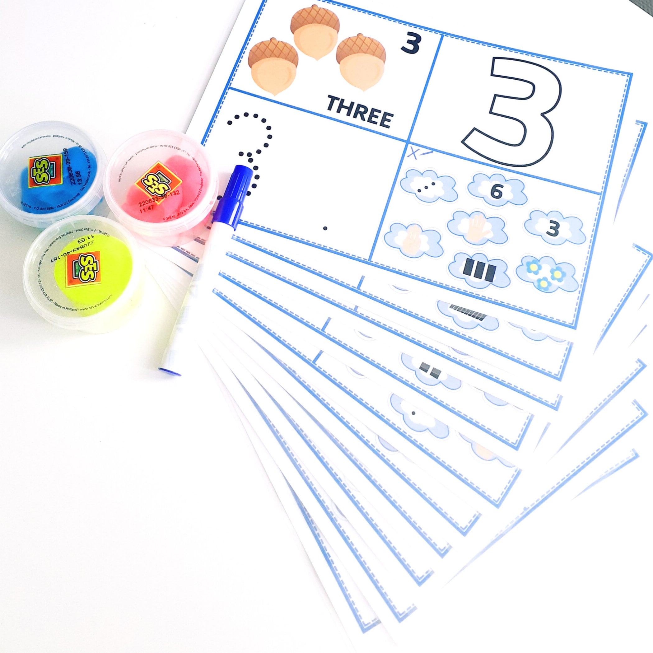 Play Dough Counting Mats, Learn Numbers 1 to 10, Counting Toys for ...