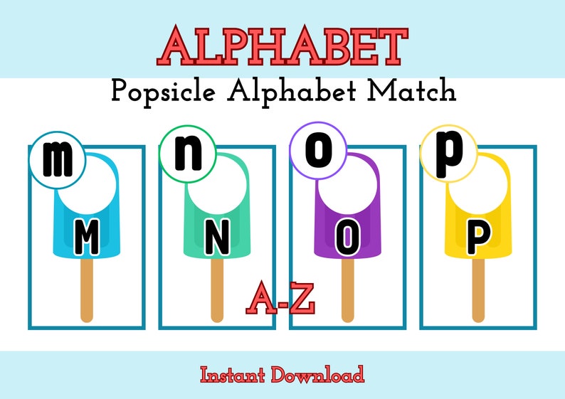 Popsicle Alphabet Match, Alphabet Matching Game, Beginning Sounds ...