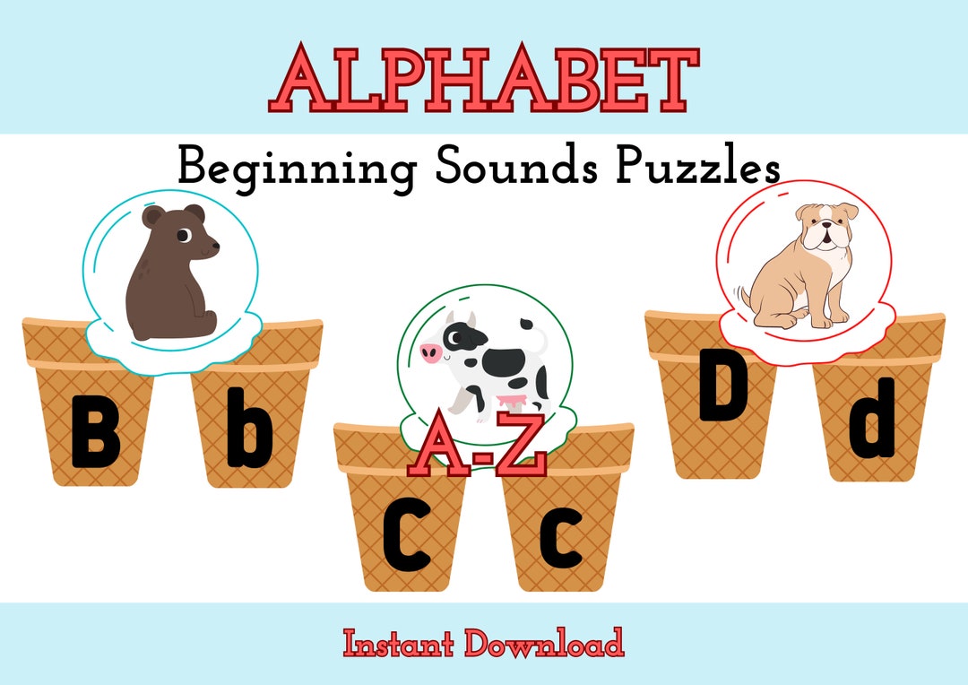 Beginning Sounds Puzzles, Alphabet Matching, Phonics Activity for Kids ...