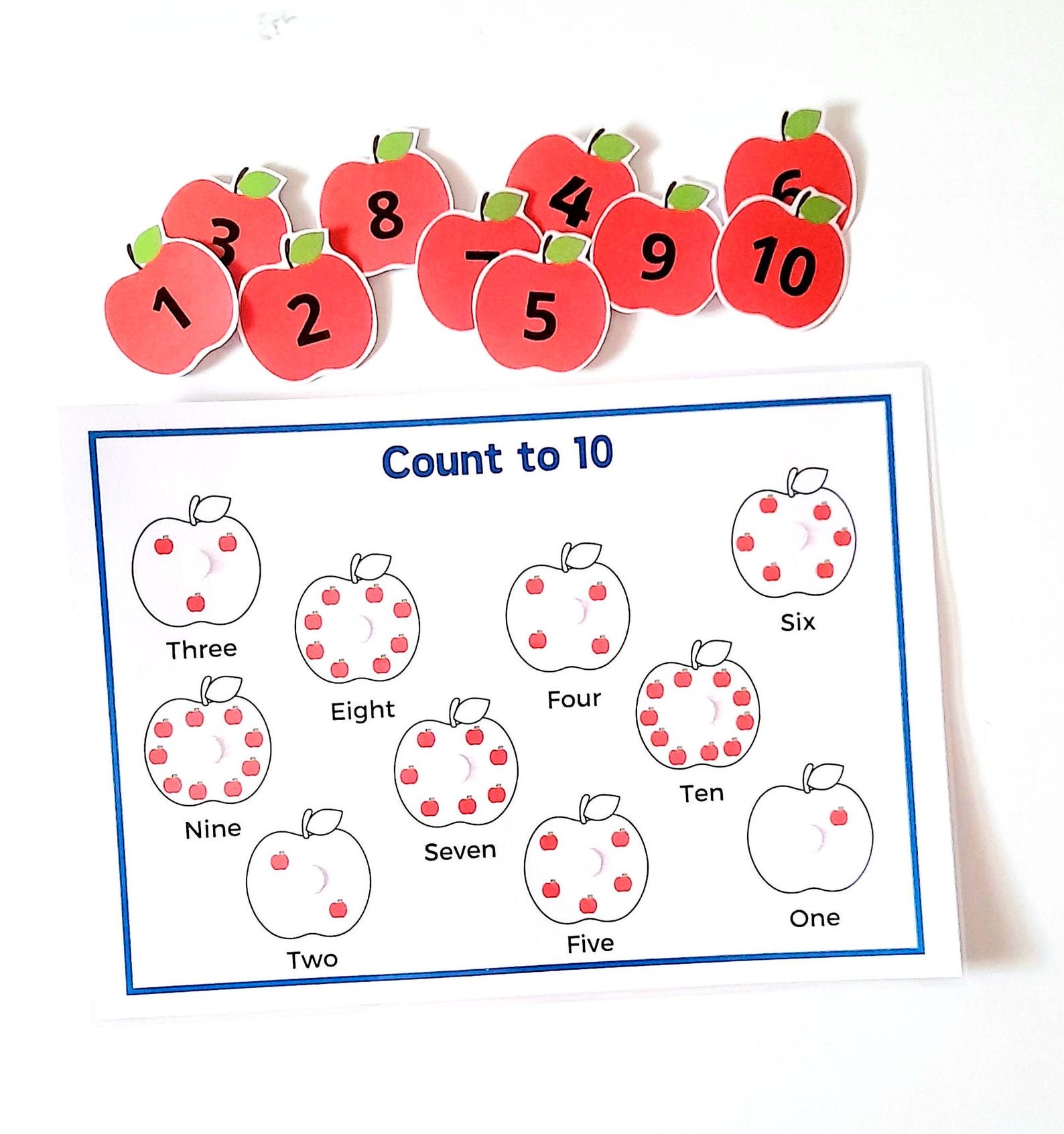 Learn to Count 1 to 10 With Apple - Etsy