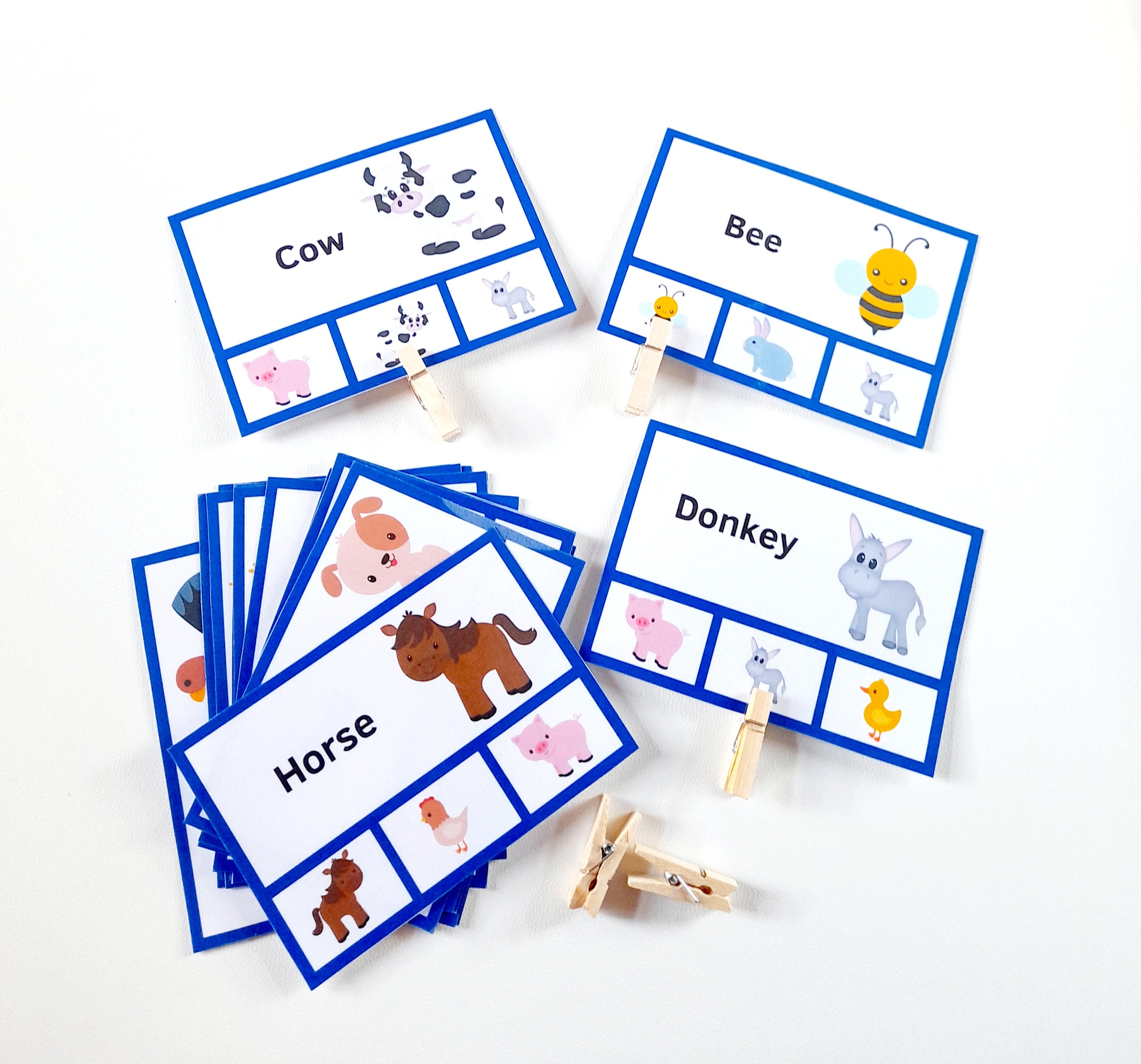 Matching Farm Animals Flash Cards Memory Game Printable - Etsy