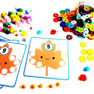 Leaf Counting Activity, Counting With Pompoms, Fine Motor Skills ...