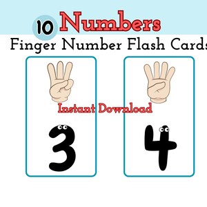 Finger Number Flash Cards, Number Matching Game, Printable Learning ...