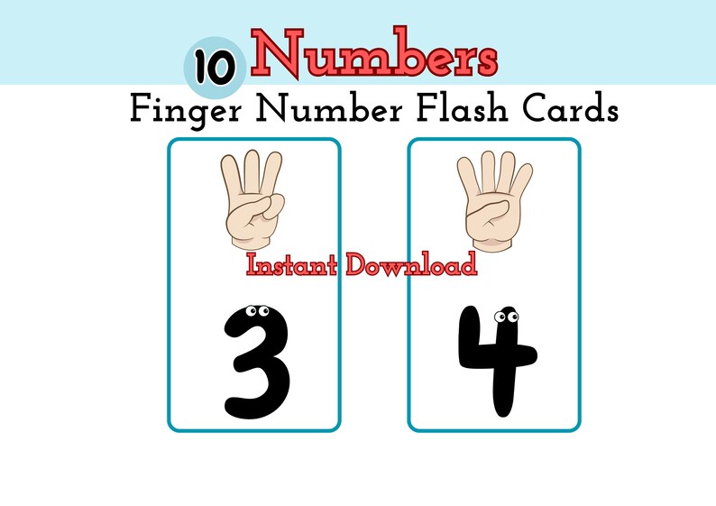 Finger Number Flash Cards Number Matching Game Printable - Etsy