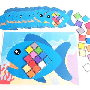 Fish Pattern Activity, Pattern Strips, Color Matching Game, Preschool ...