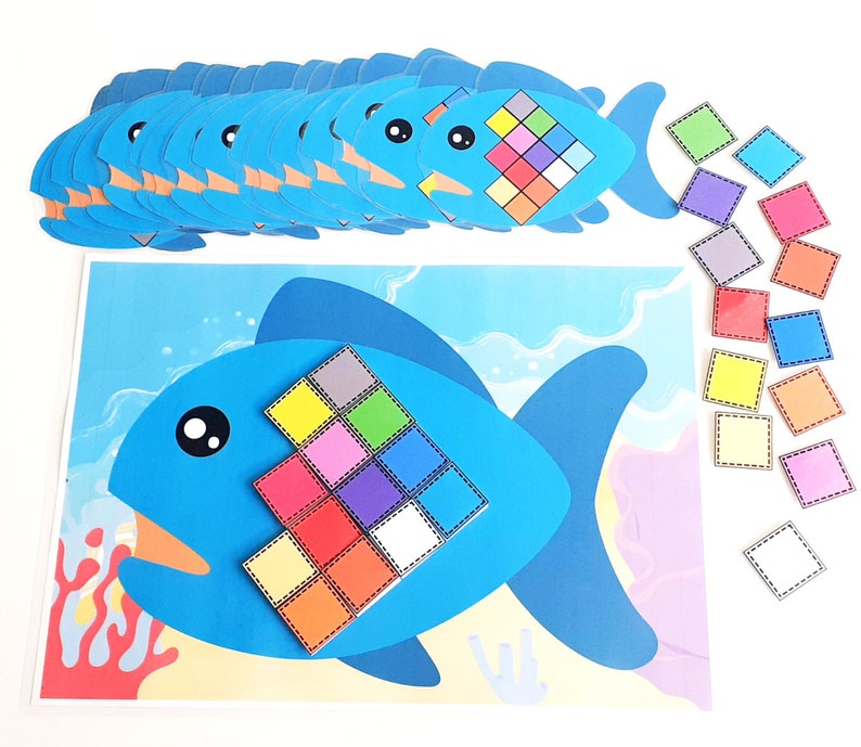 Fish Pattern Activity, Pattern Strips, Color Matching Game, Preschool ...