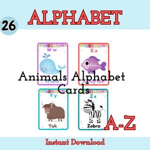 Animal Alphabet Flash Cards, ABC Flash Cards, Alphabet Matching Game ...