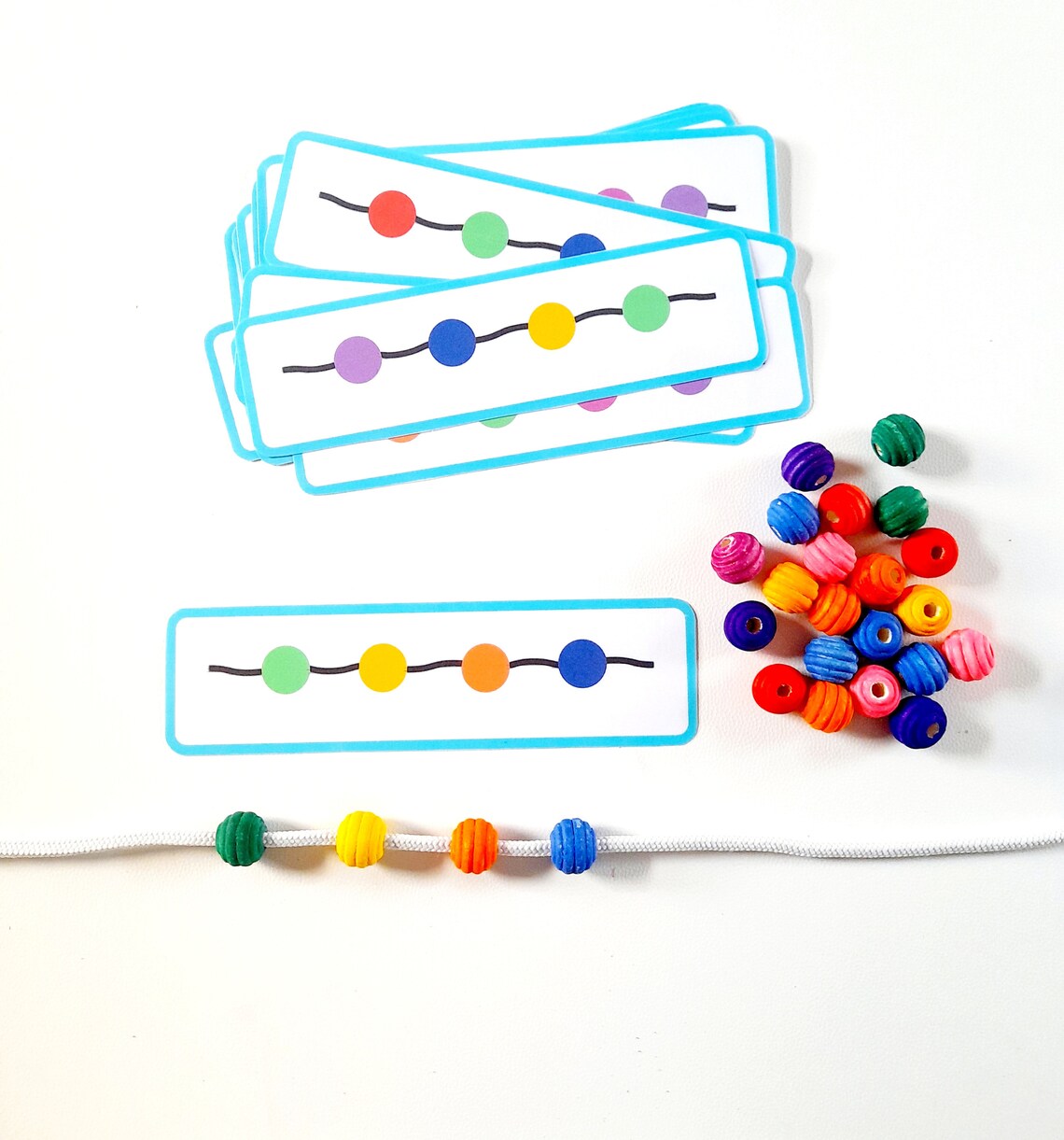 Bead Threading Repeating Pattern Activity and Fine Motor Skills for ...