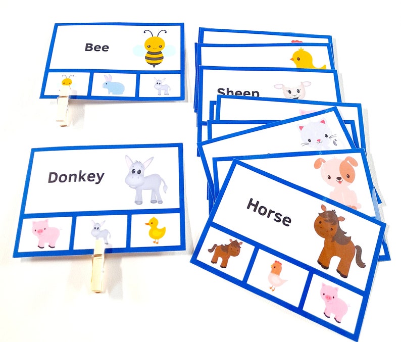 Matching Farm Animals Flash Cards Memory Game Printable - Etsy