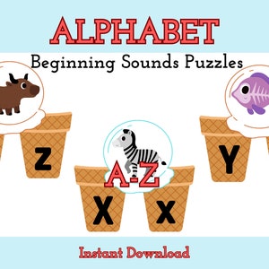 Beginning Sounds Puzzles, Alphabet Matching, Phonics Activity for Kids ...