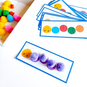 Color Activity With Pompoms and Fine Motor Skills Worksheet for ...