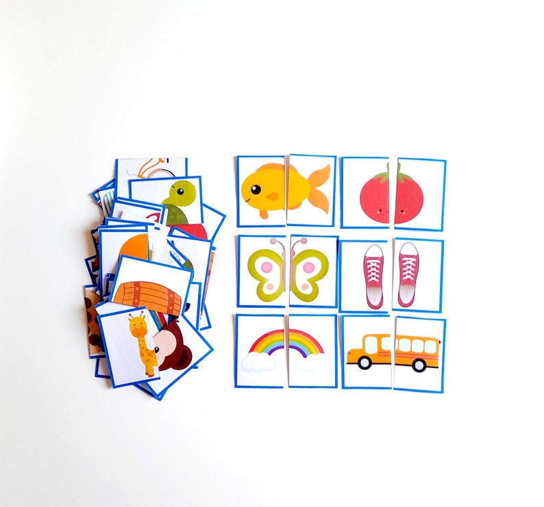 40 Puzzle Cards for Toddlers and Worksheets for Kindergarten - Etsy