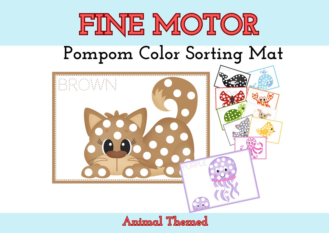 Pompom Color Sorting Mat, Animal Color Sorting, Sorting Color, Fine ...