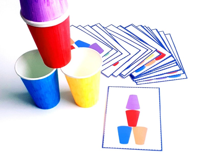 Stacked Cups Pattern Activity, Printable Color Matching Game. - Etsy