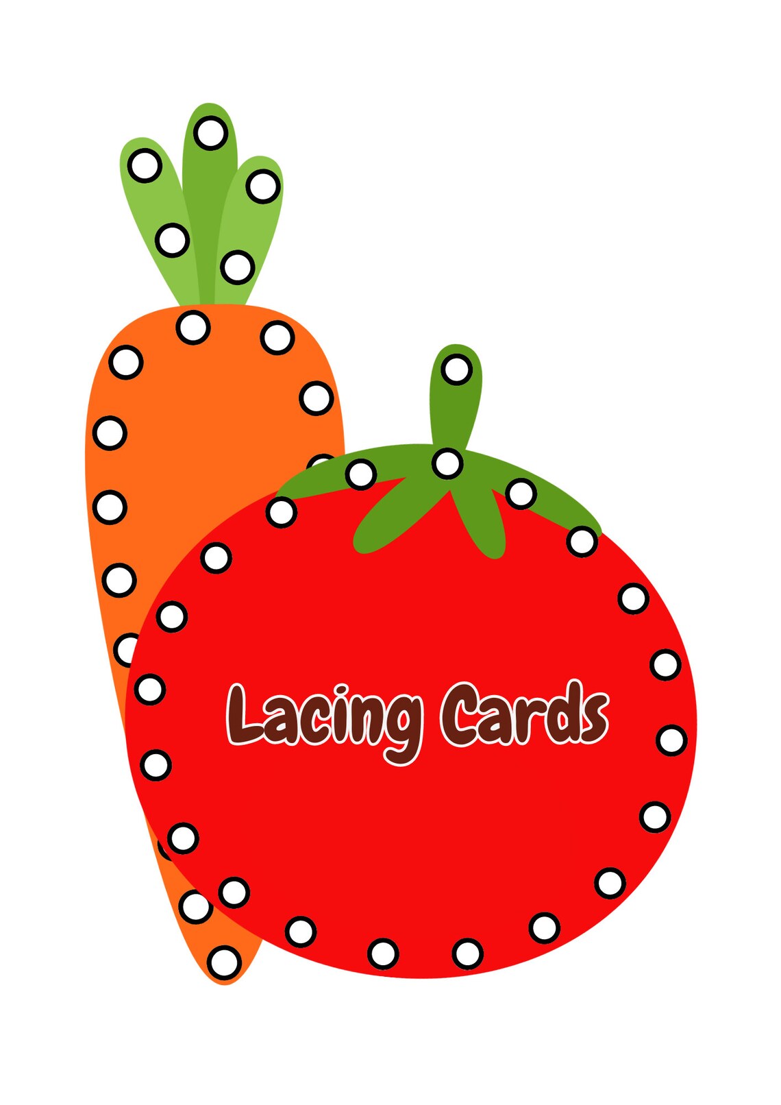 Fruits and Vegetables Lacing Activity, Toddler Lacing Practice, Preschool Fine Motor Skills ...