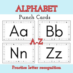 Alphabet Hole Punch Fine Motor Letter Cards for Preschool, Kindergarten ...