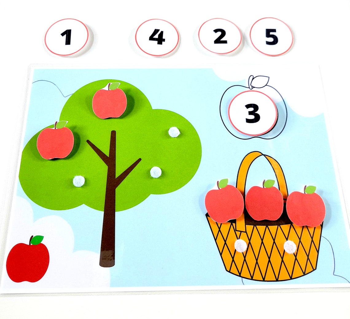 Apple Counting Activity, Preschool Counting, Kindergarten Worksheets ...