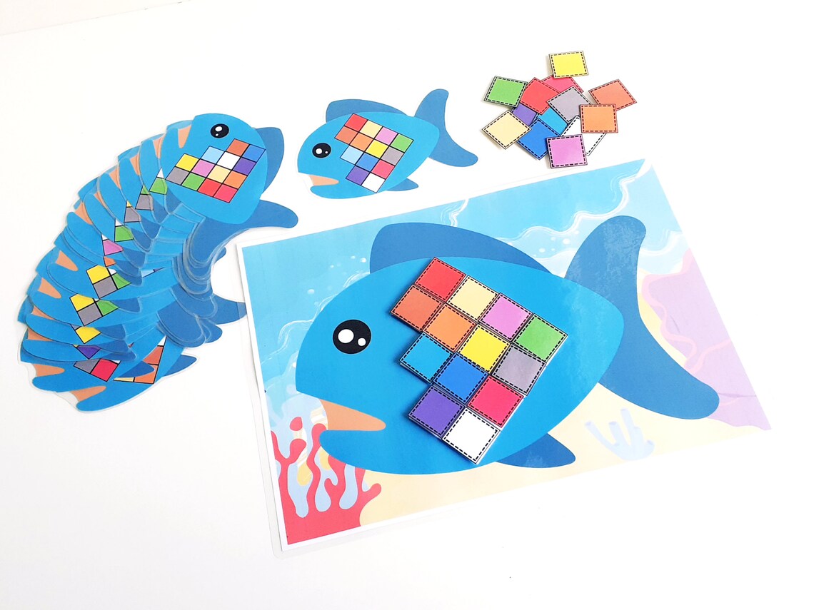 Fish Pattern Activity Pattern Strips Color Matching Game - Etsy