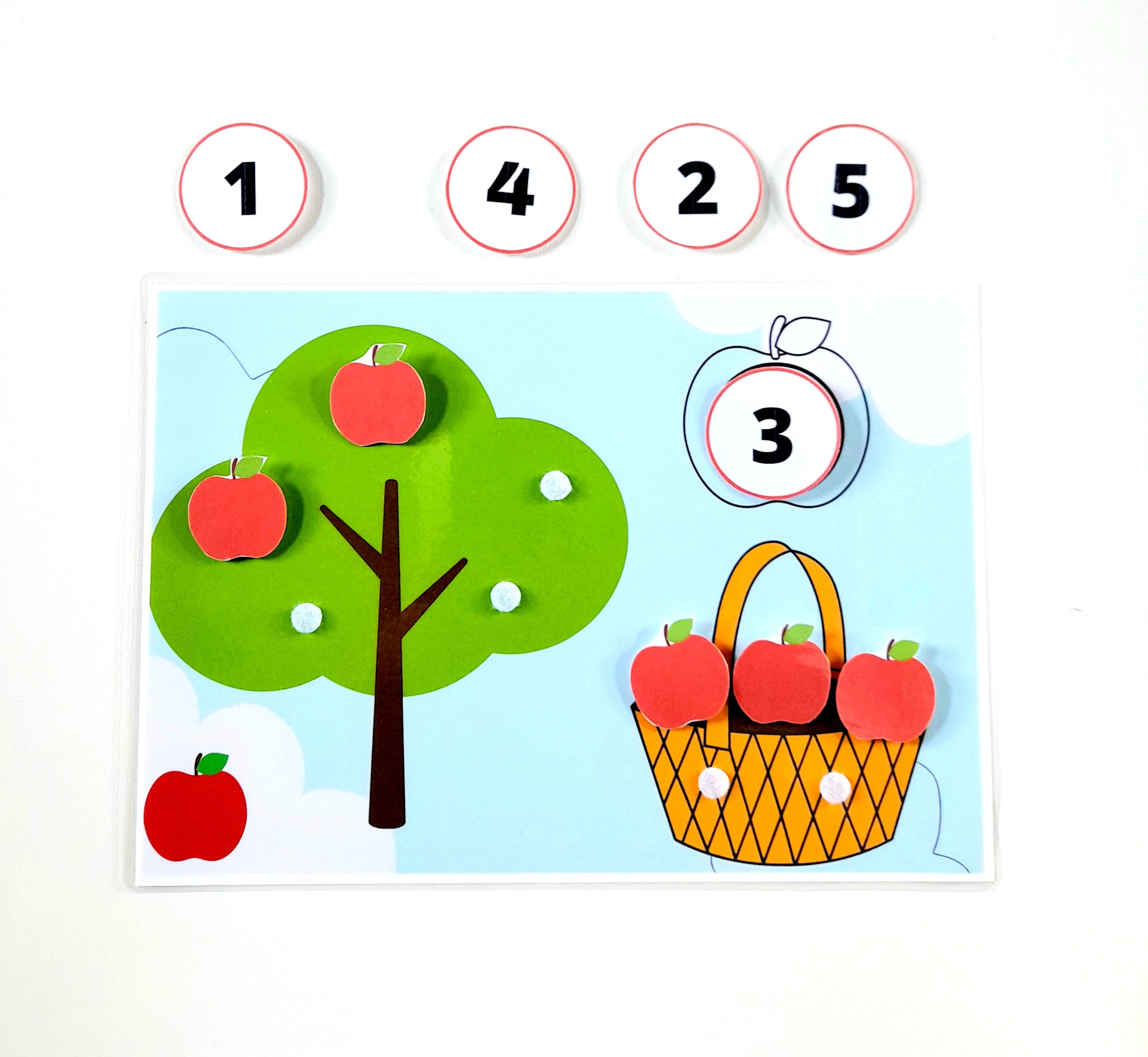 Apple Counting Activity, Preschool Counting, Kindergarten Worksheets ...