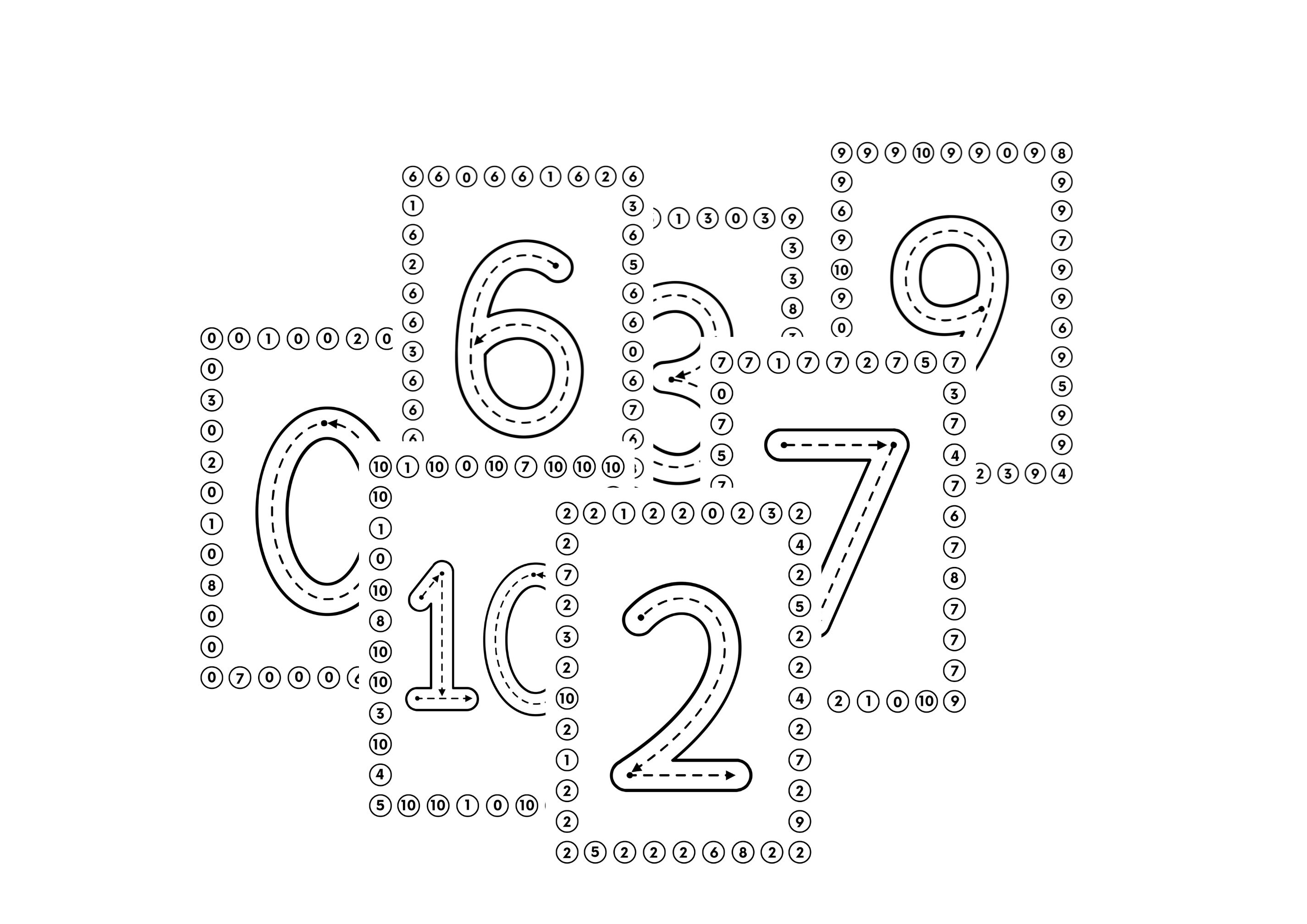 Numbers Tracing Worksheets, Printable Learning Numbers, 0-10 Numbers - Etsy