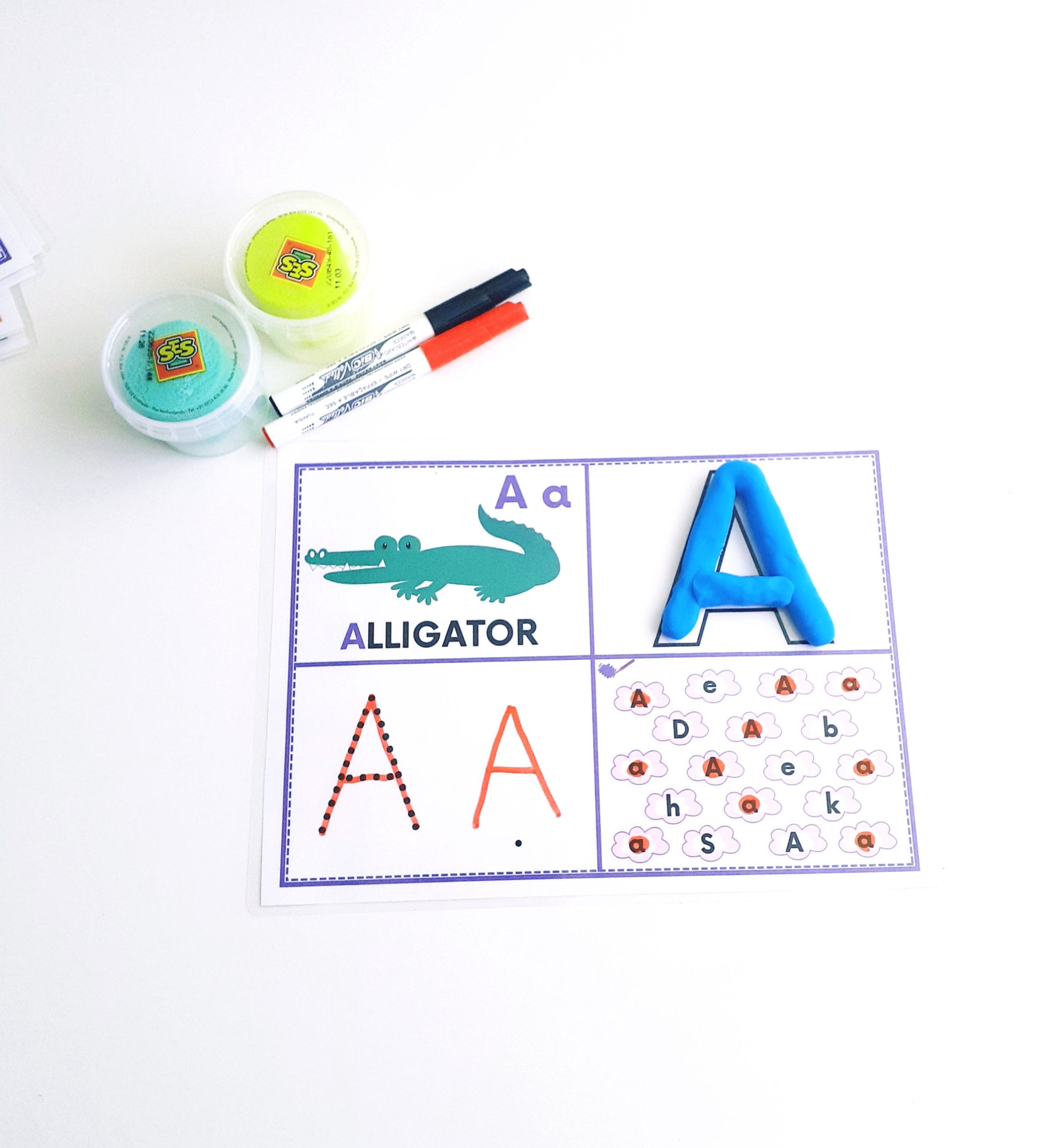 Preschool Printable Alphabet Play Dough Mats ABC Tracing - Etsy