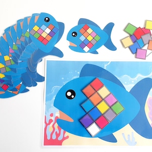 Fish Pattern Activity, Pattern Strips, Color Matching Game, Preschool ...
