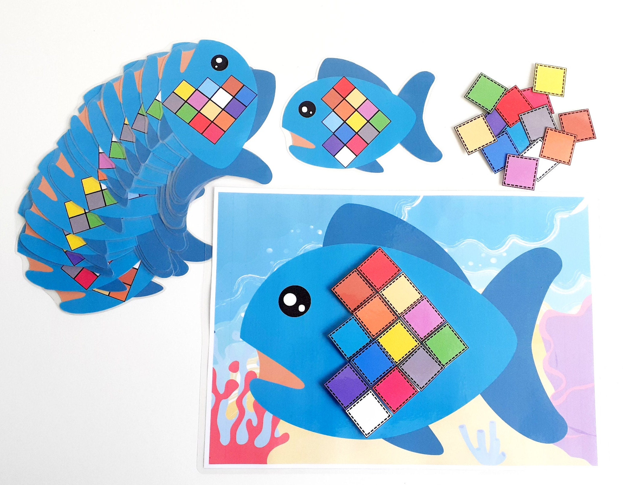 Fish Pattern Activity, Pattern Strips, Color Matching Game, Preschool ...