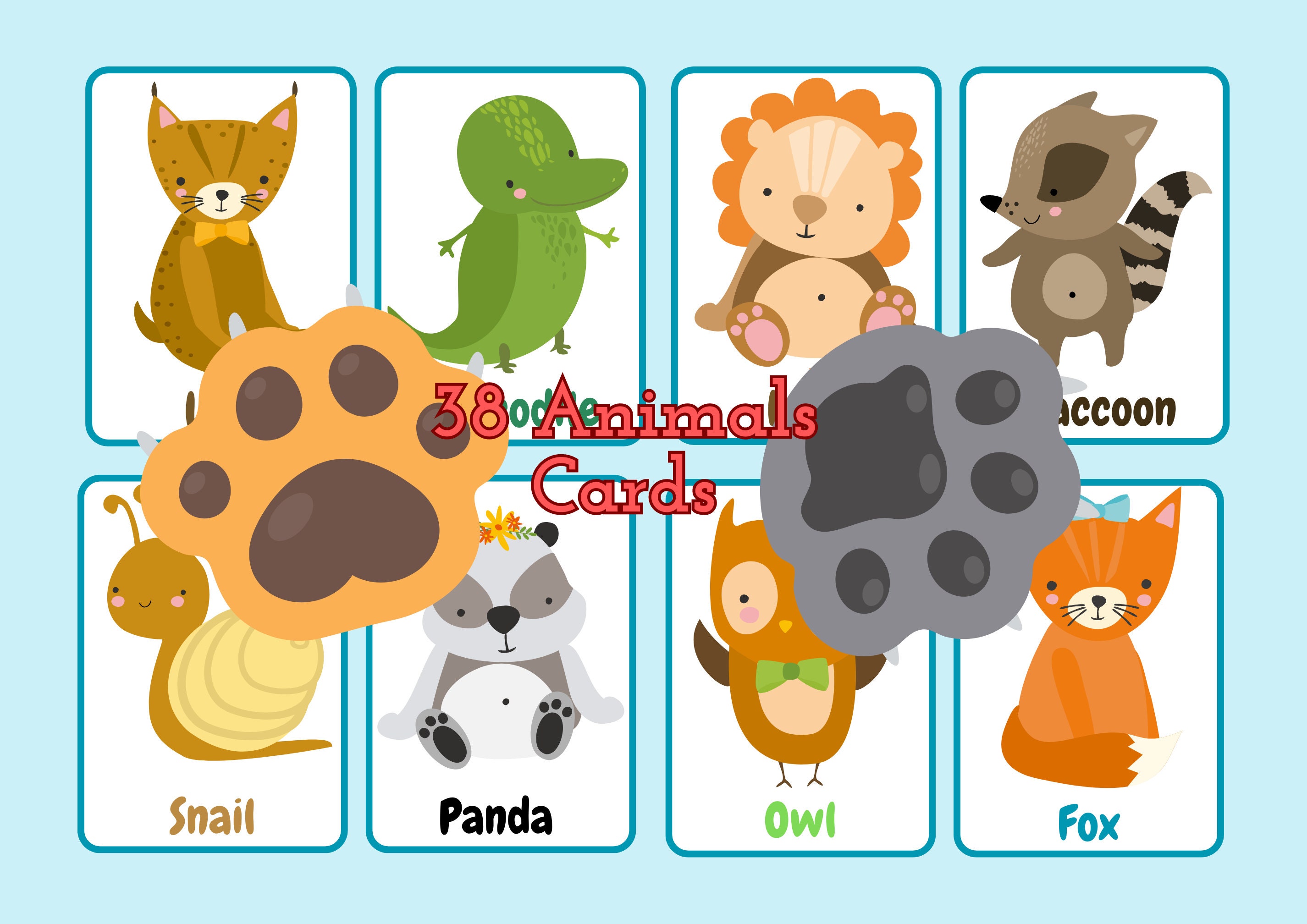 Animals Cards Montessori Flashcards Pre-school Cards - Etsy