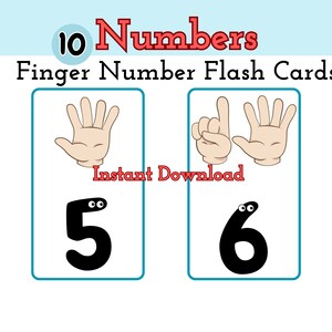 Finger Number Flash Cards, Number Matching Game, Printable Learning ...
