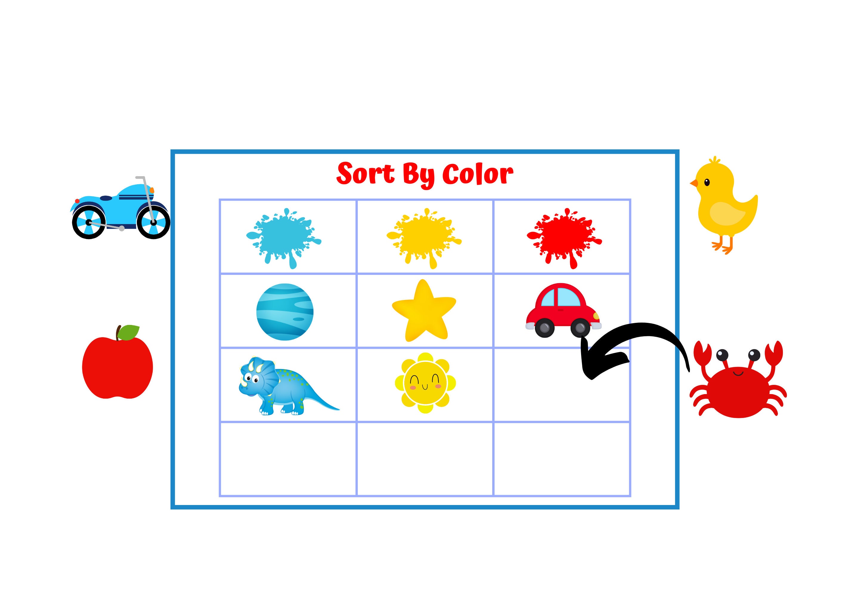 Sorting Activity by Color Color Sorting Printable Activity - Etsy