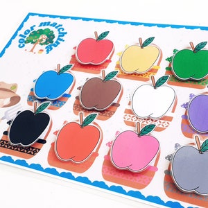 Apple Color Matching Game, Fine Motor Activity - Etsy