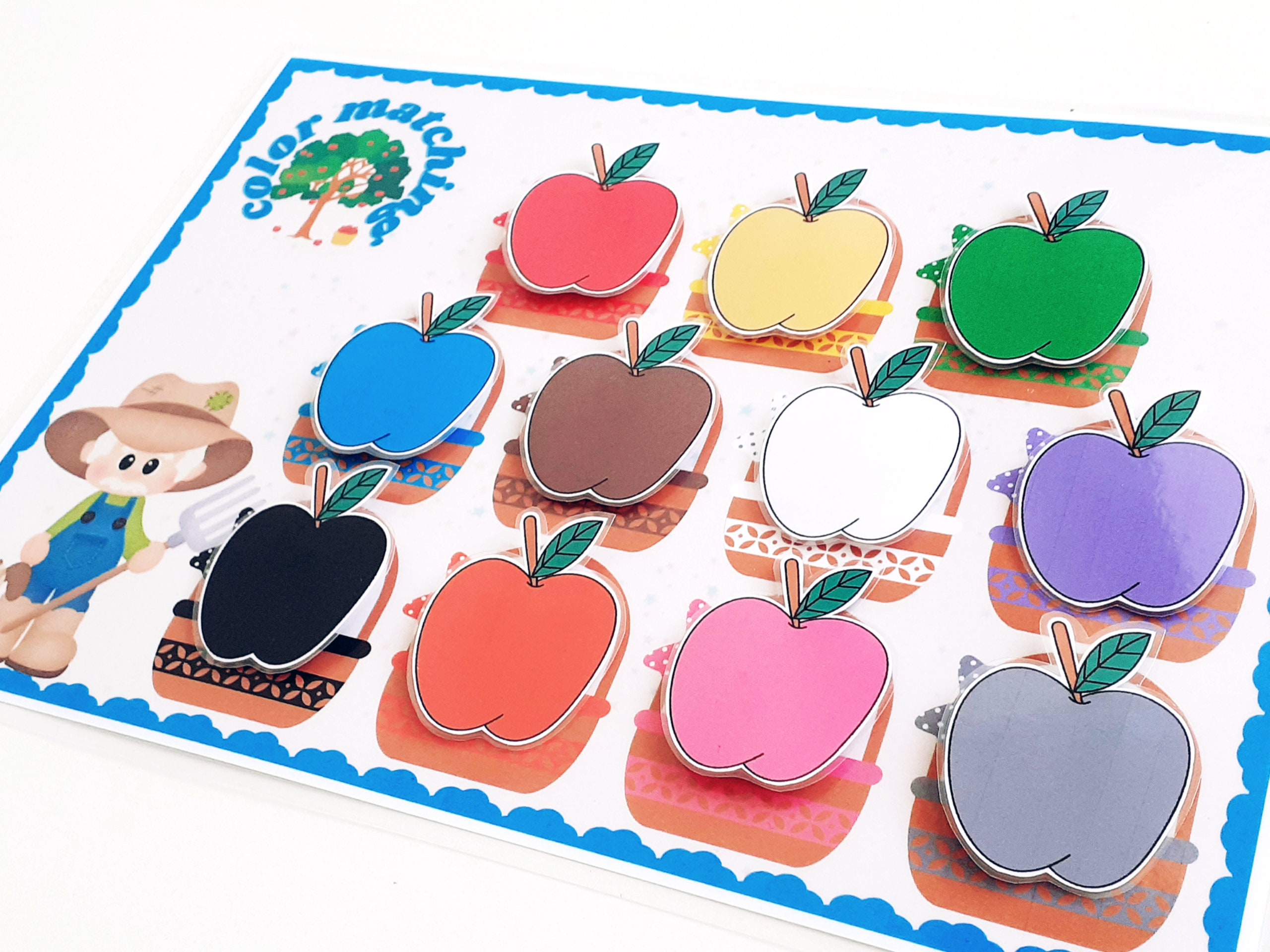 Apple Color Matching Game, Fine Motor Activity - Etsy