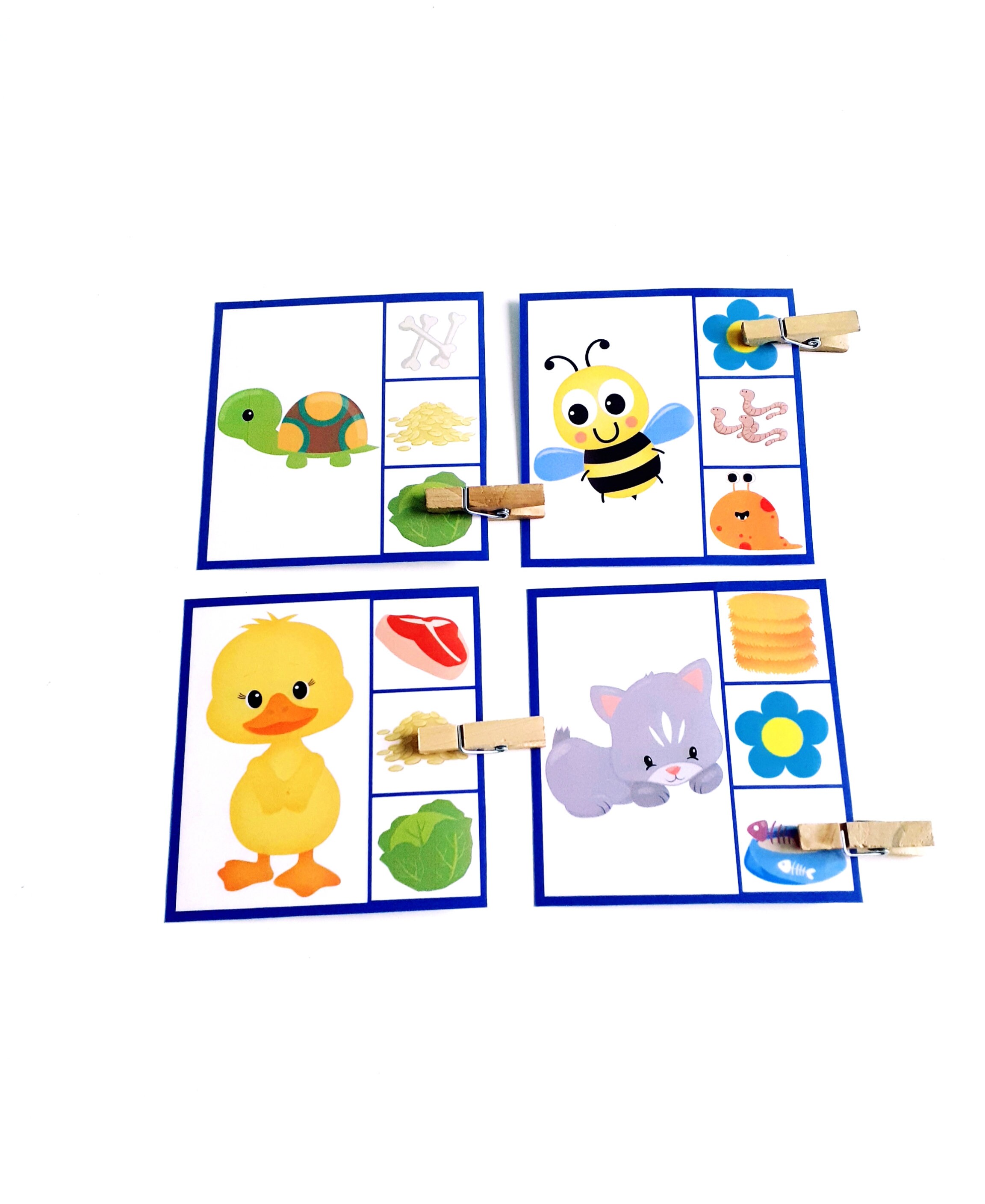 Animals Food, Fine Motor Skills, Animal Matching Game - Etsy