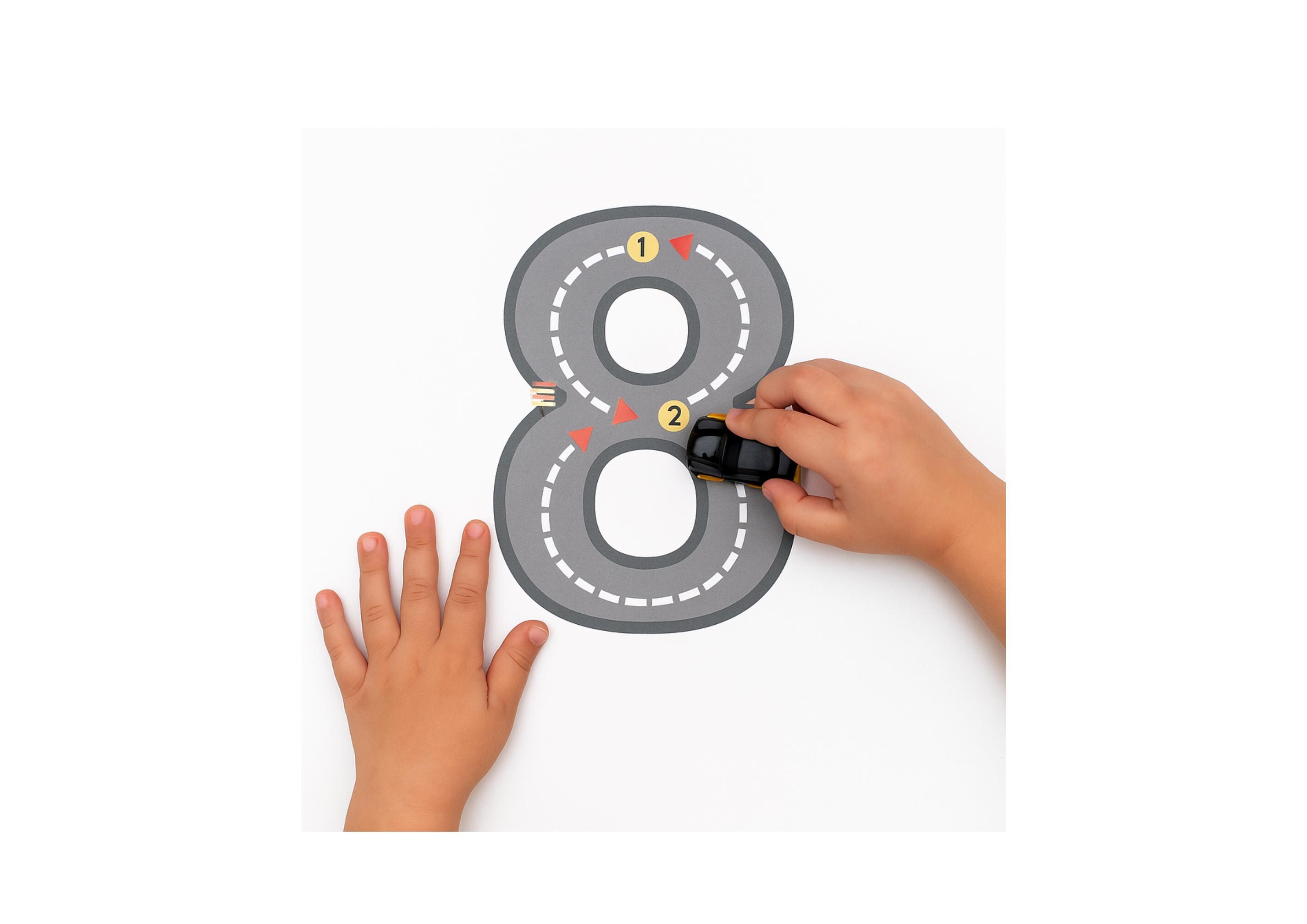 Number Road Tracing Mats, 0–9 Printable Car Track Numbers, Fine Motor ...