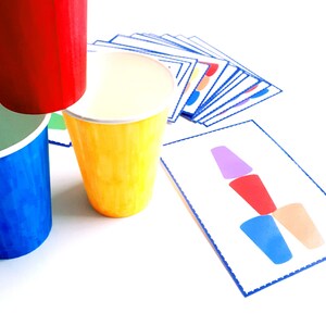 Stacked Cups Pattern Activity, Printable Color Matching Game. - Etsy