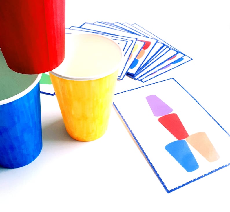 Stacked Cups Pattern Activity Printable Color Matching Game. - Etsy