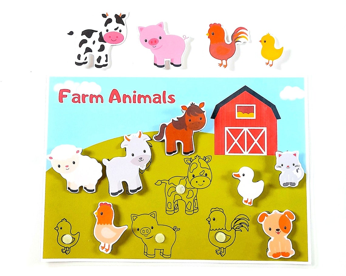 Animal Matching Game, Farm Animal Matching , Memory Game, Printable ...