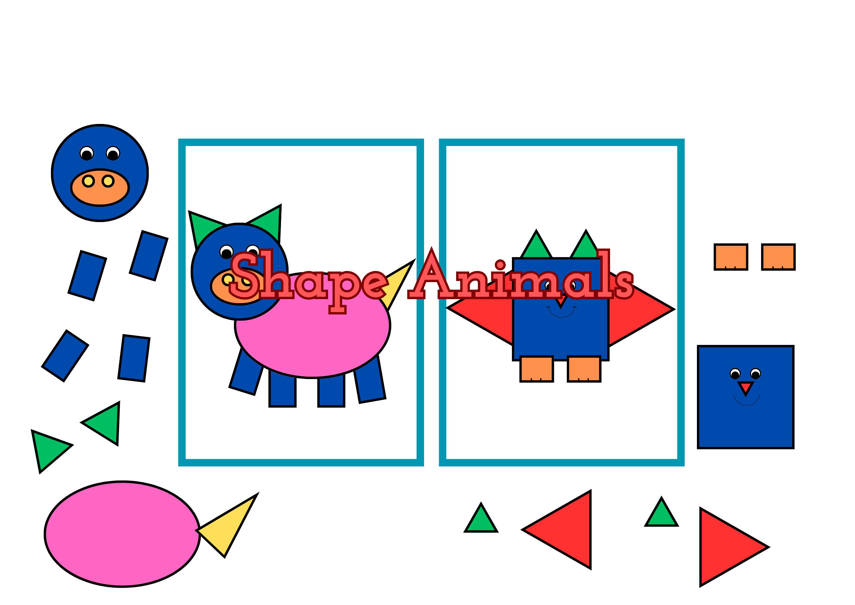 Shape Animals, Shape Matching Game, Puzzle Activity With Shapes. - Etsy