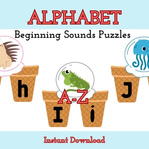 Beginning Sounds Puzzles, Alphabet Matching, Phonics Activity for Kids ...
