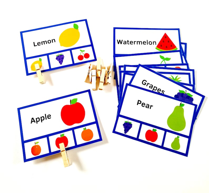 Matching Fruits Flash Cards , Memory Game, Printable Game for ...