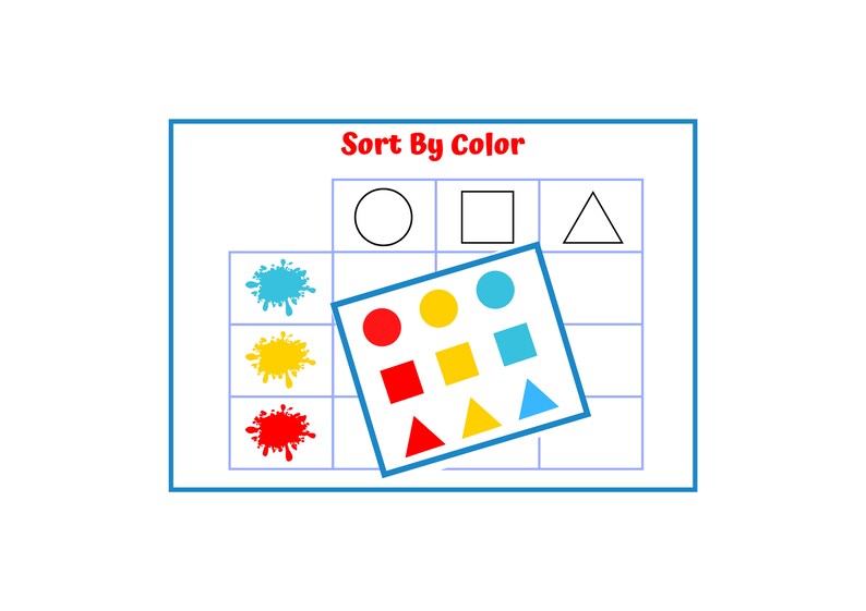 Shapes Sorting Activity by Color, Color Sorting Printable Activity - Etsy
