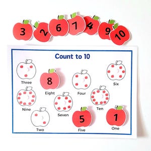 Learn to Count 1 to 10 With Apple - Etsy
