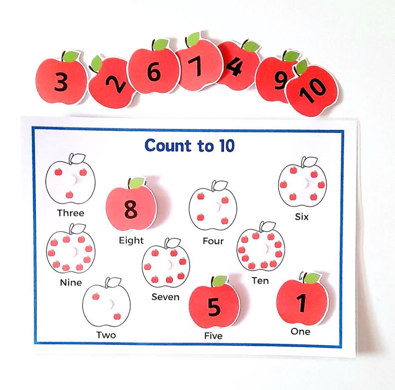 Learn to Count 1 to 10 With Apple - Etsy
