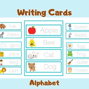 Printable Writing Cards , ABC Tracing Practice for Kids - Etsy