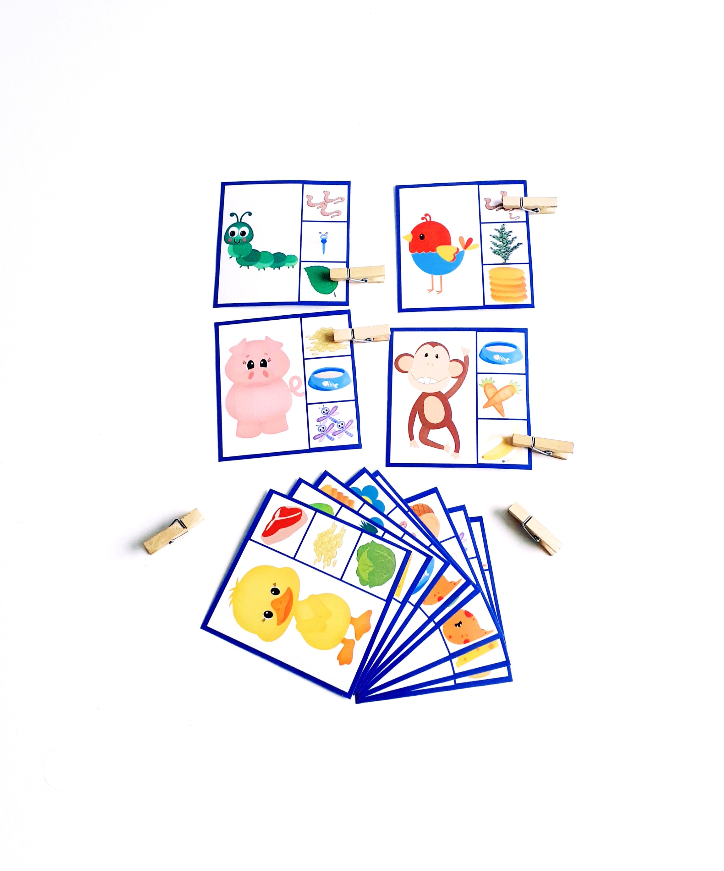 Animals Food, Fine Motor Skills, Animal Matching Game - Etsy