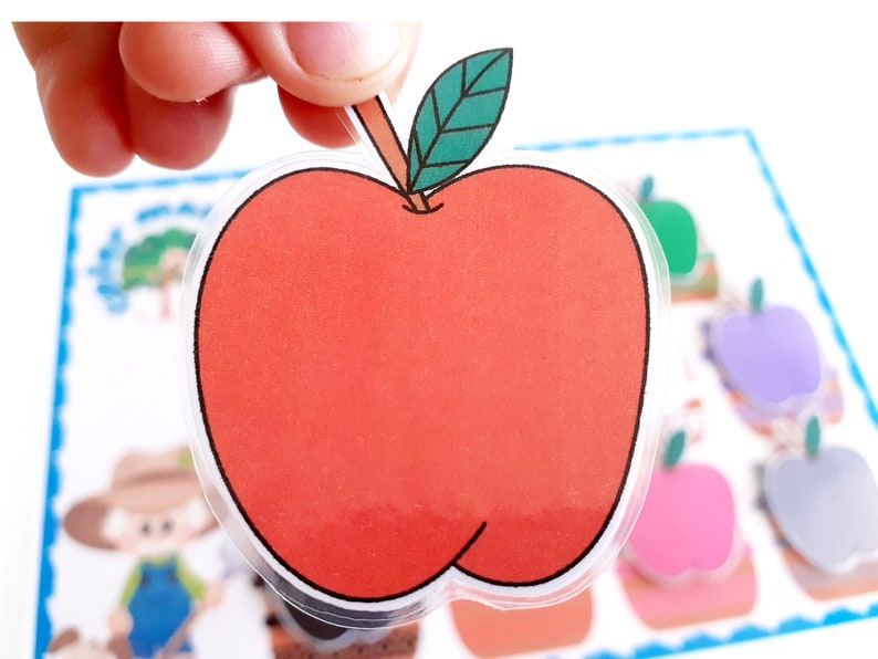 Apple Color Matching Game, Fine Motor Activity - Etsy