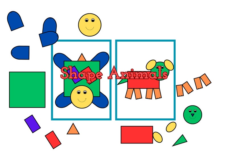 Shape Animals, Shape Matching Game, Puzzle Activity With Shapes. - Etsy