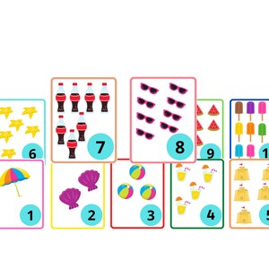 Summer Number Flash Cards, Printable Counting Cards Activity - Etsy