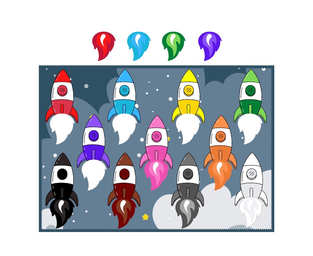 Color Sorting Matching Rocket Game, Color Matching Activity - Etsy